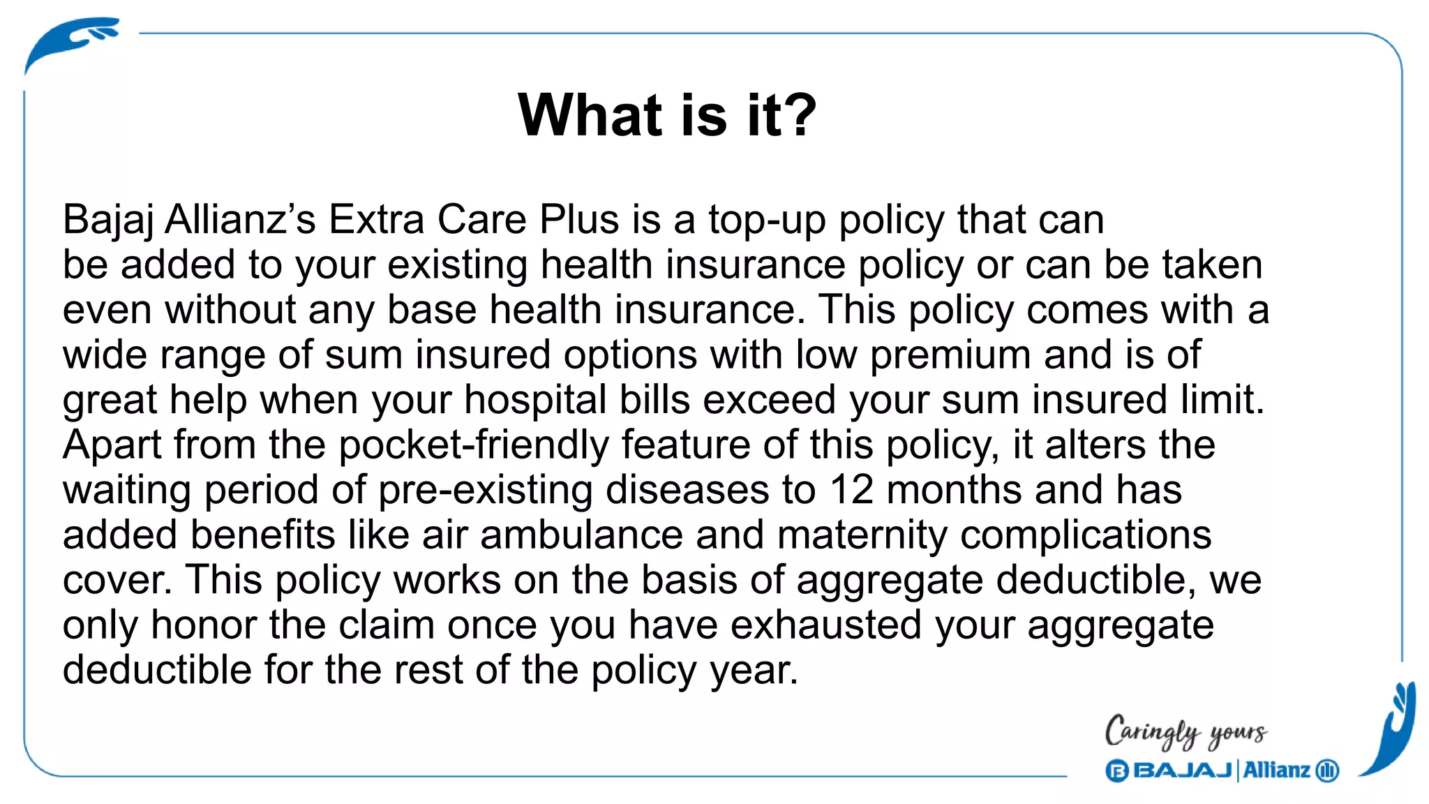 Extra care plus policy - Bajaj Allianz | PPTX