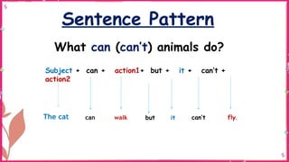 Learning Animal Abilities Using 'Can' and 'Can't' Sentence Patterns | PPTX