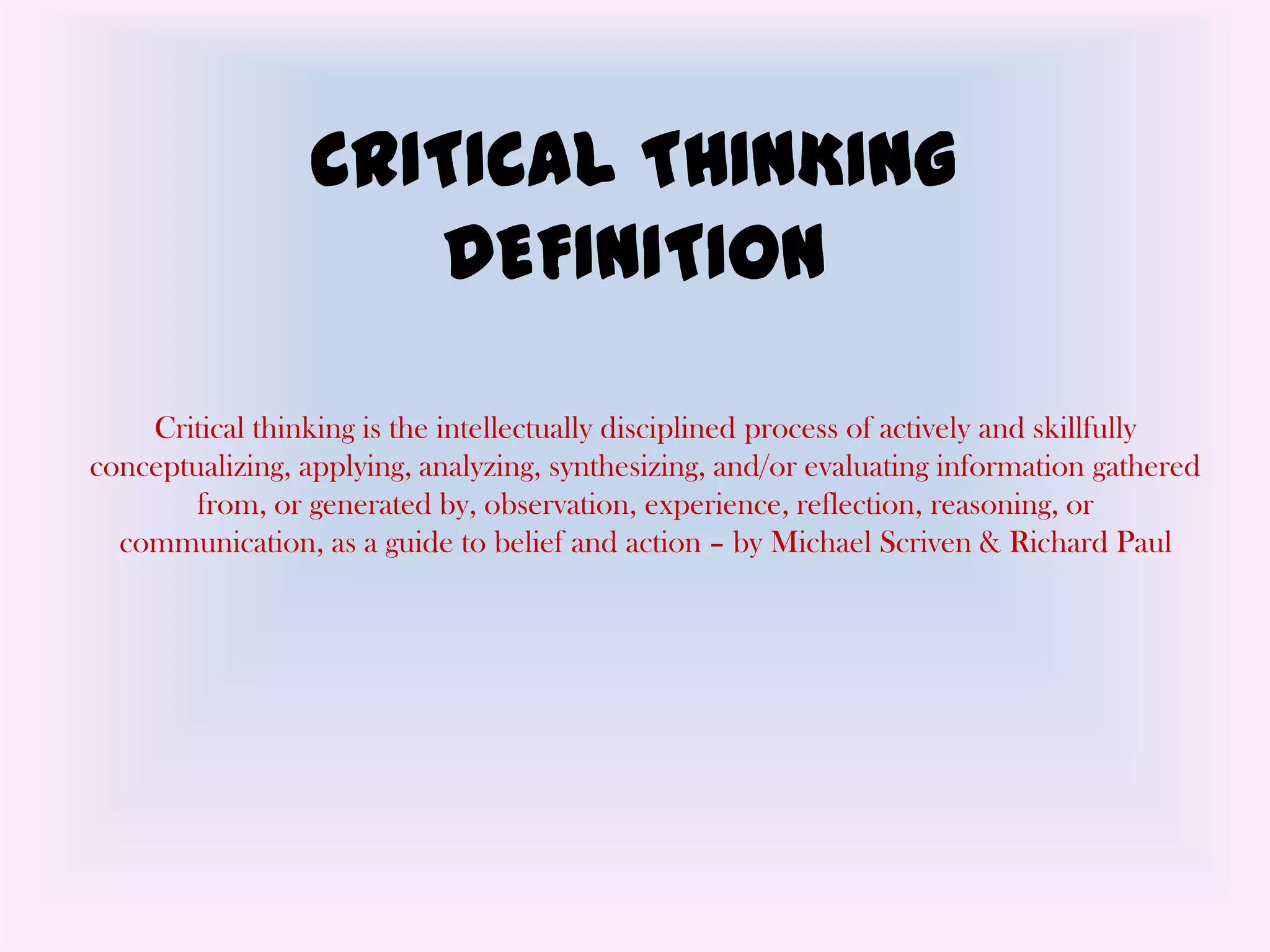 6 Steps to Critical Thinking | PPTX