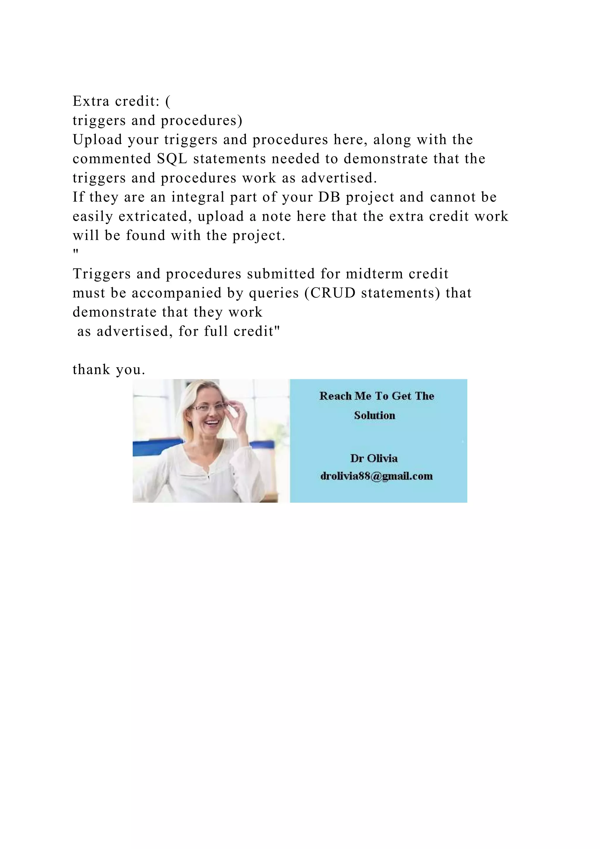 Extra credit (triggers and procedures)Upload your triggers and .docx