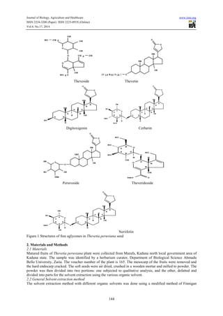 Extractability of thevetia peruviana glycoside using various organic ...