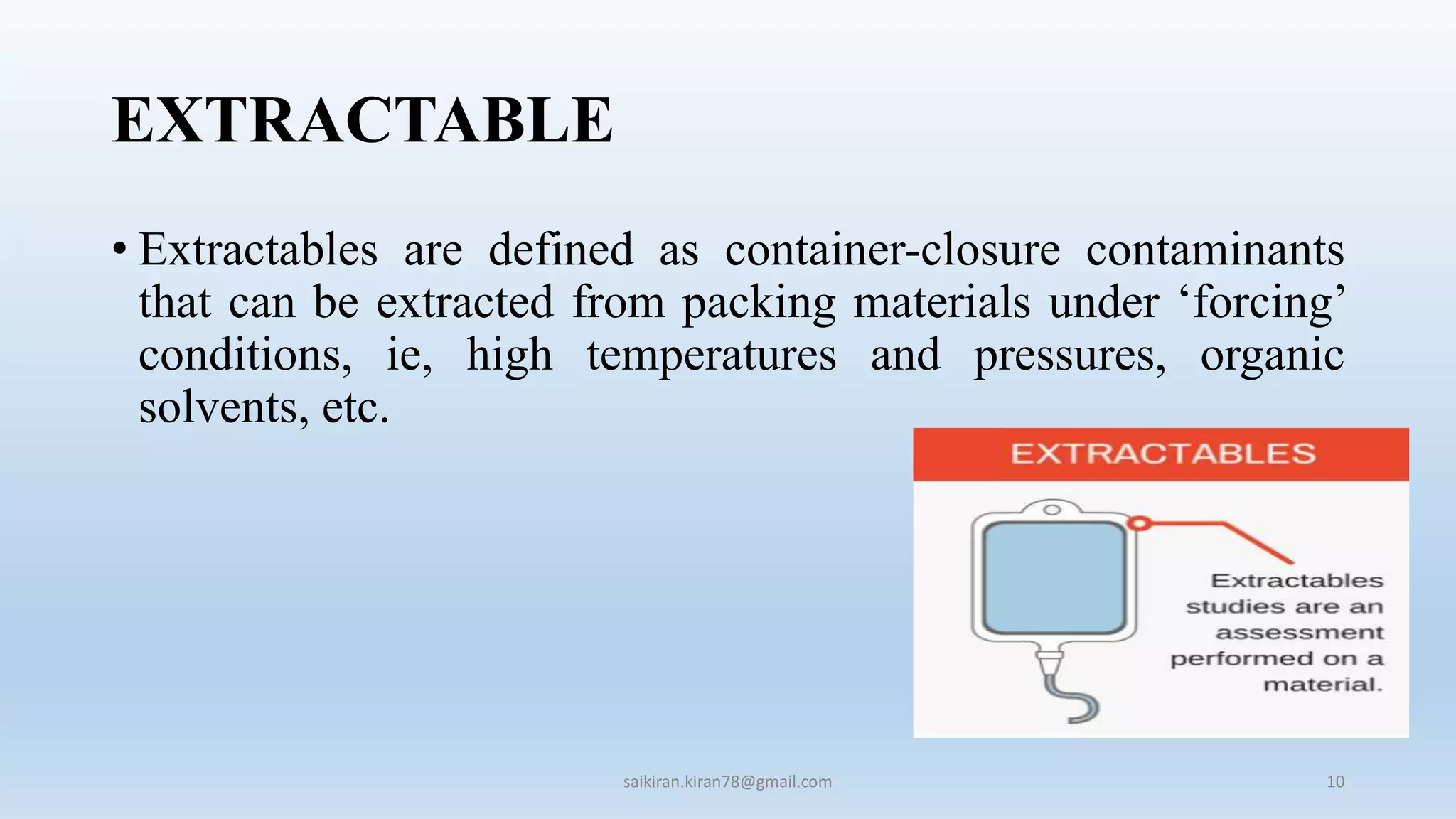 Extractable and leachables | PDF