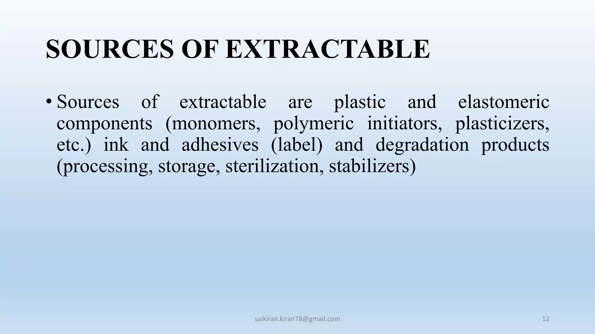 Extractable and leachables | PDF