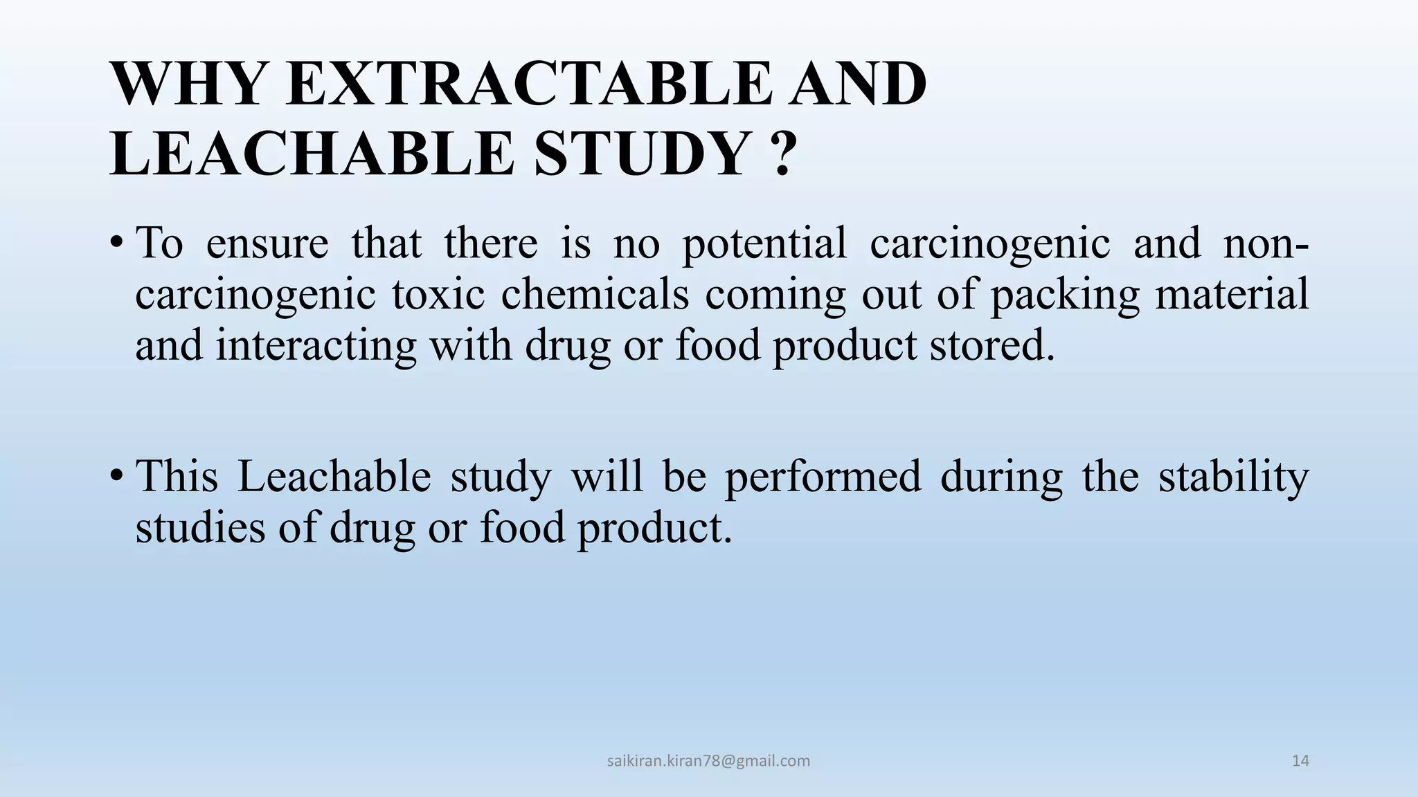 Extractable and leachables | PDF