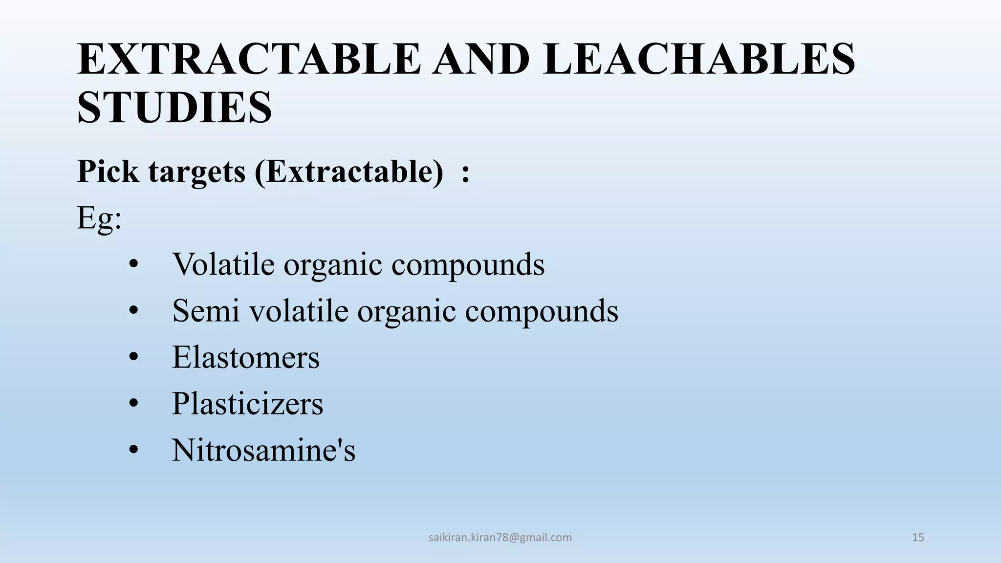 Extractable and leachables | PDF