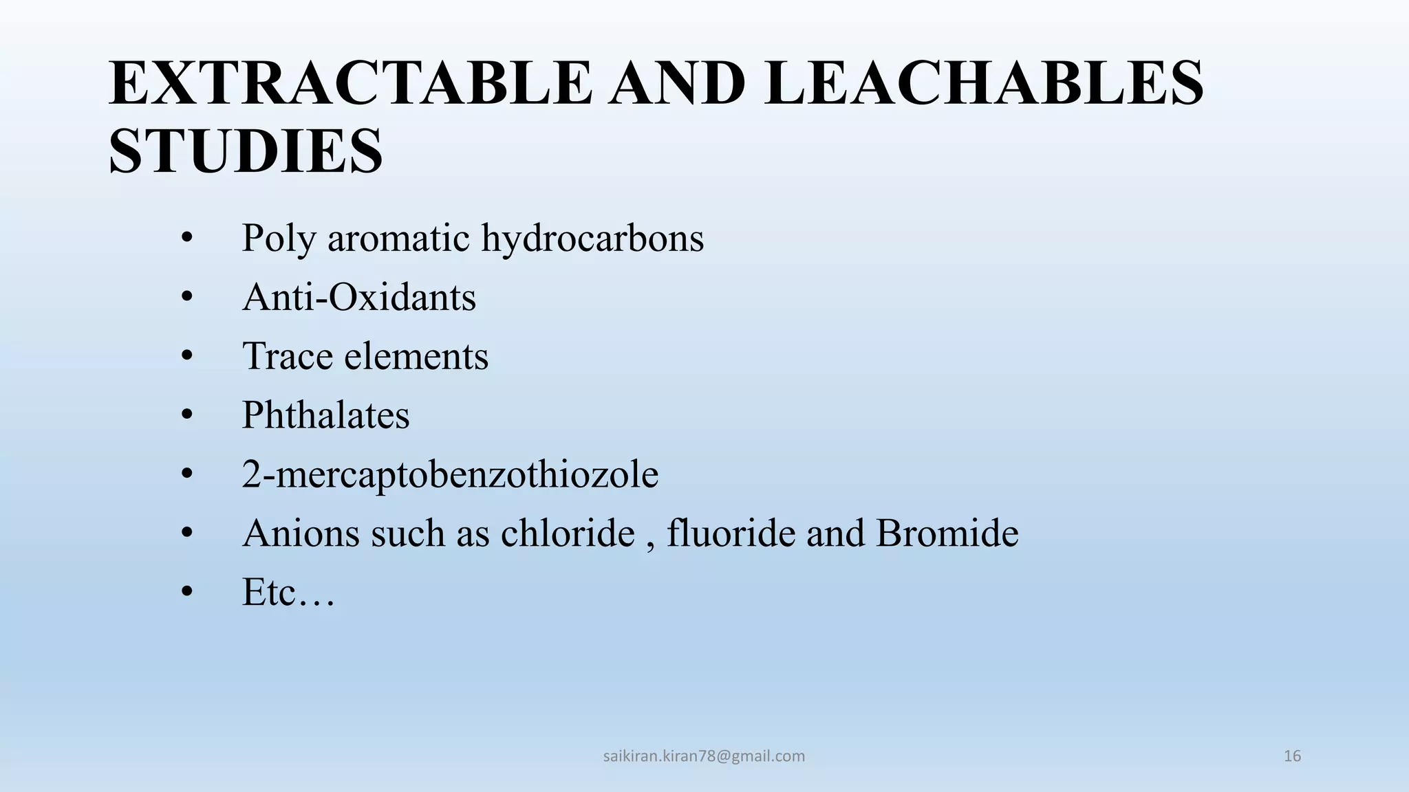 Extractable and leachables | PDF