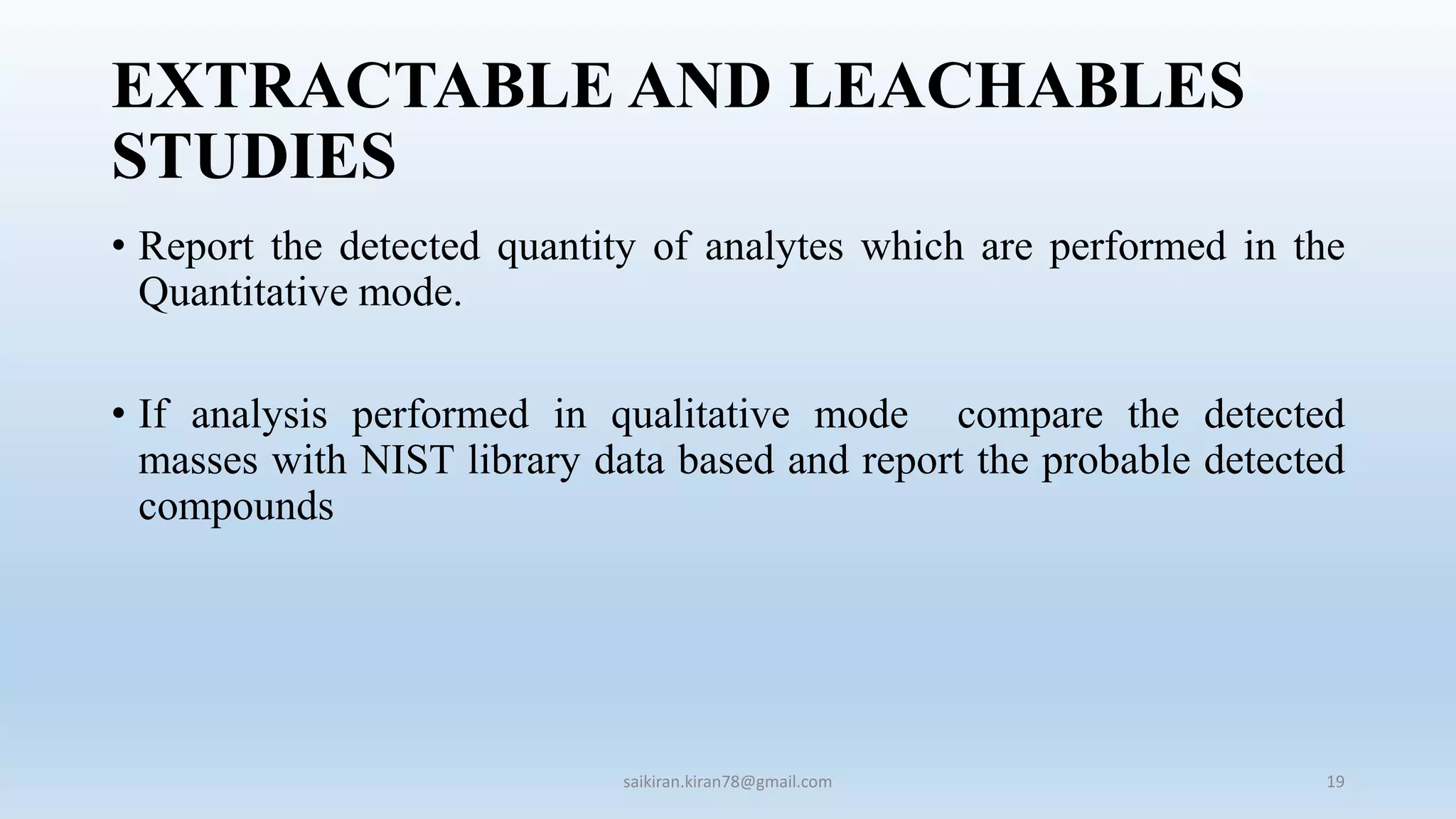 Extractable and leachables | PDF
