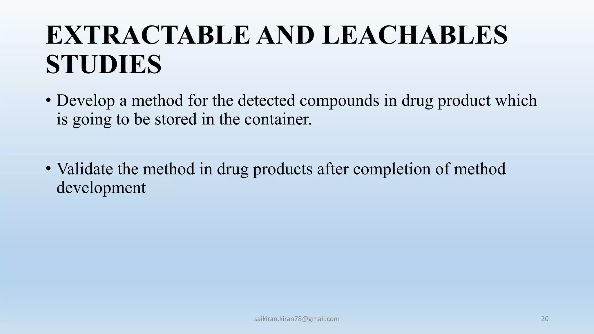 Extractable and leachables | PDF