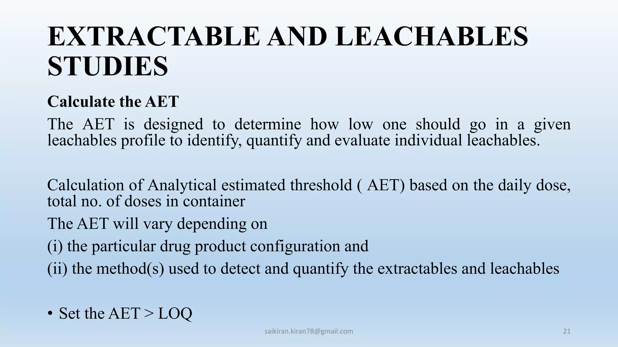 Extractable and leachables | PDF