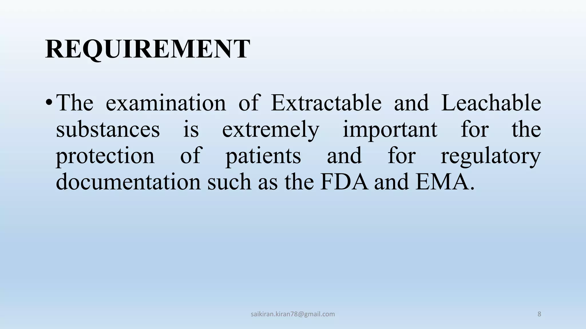 Extractable and leachables | PDF