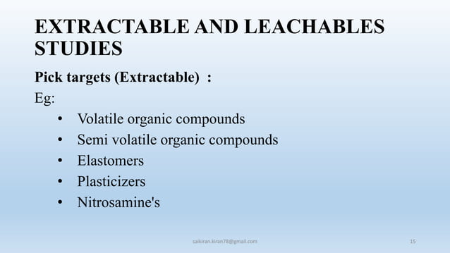Extractable and leachables | PDF