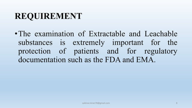 Extractable and leachables | PDF
