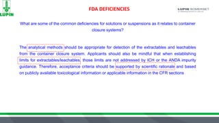 Extractables and leachables regulatory perspectives | PPTX