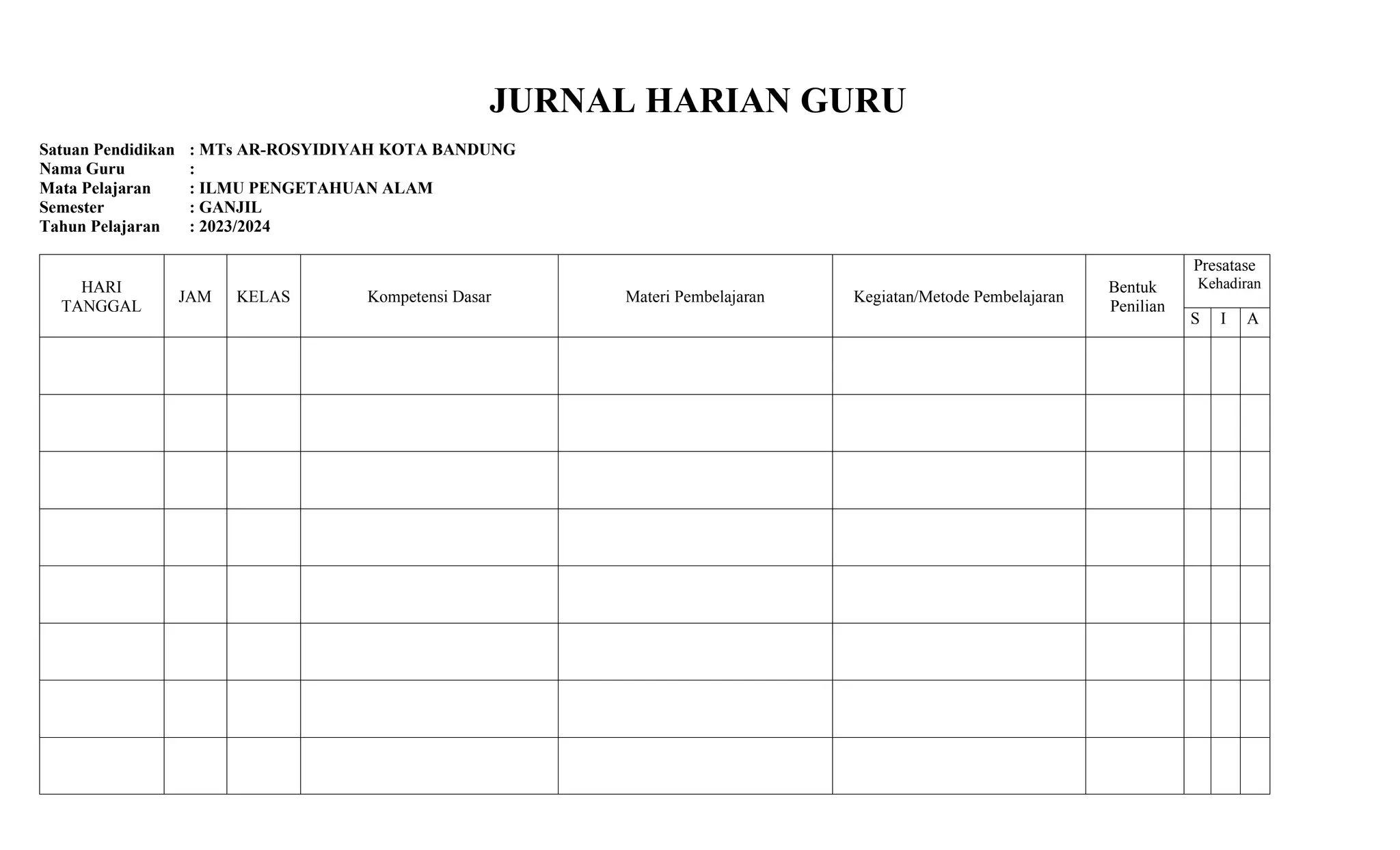 Jurnal Harian Guru | PPT