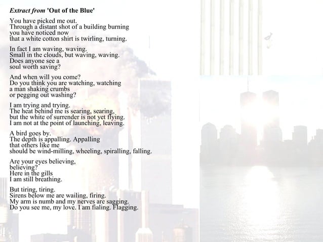 Extract from Out of the Blue by Simon Armitage | PPT | Poetry | Books ...