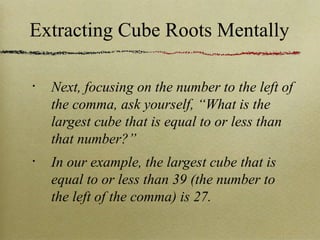 Extracting Cube Roots Mentally | PPT