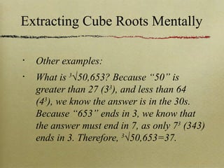 Extracting Cube Roots Mentally | PPT