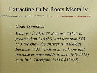 Extracting Cube Roots Mentally | PPT