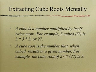 Extracting Cube Roots Mentally | PPT