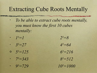 Extracting Cube Roots Mentally | PPT