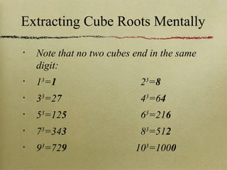Extracting Cube Roots Mentally | PPT