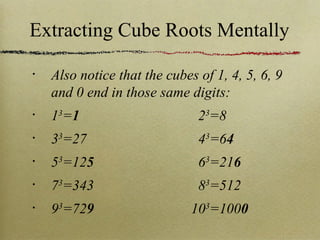 Extracting Cube Roots Mentally | PPT