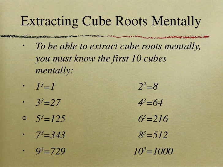 Extracting Cube Roots Mentally