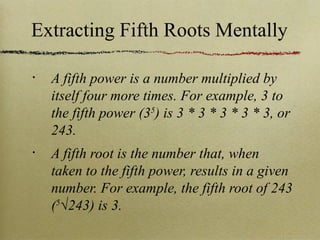 Extracting Fifth Roots Mentally | PPT
