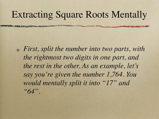 Extracting Square Roots Mentally | KEY | Science