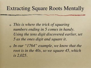 Extracting Square Roots Mentally | KEY | Science