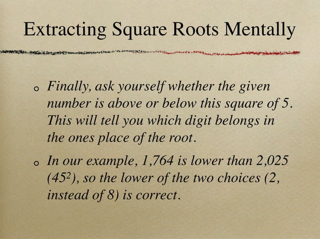 Extracting Square Roots Mentally | KEY | Science