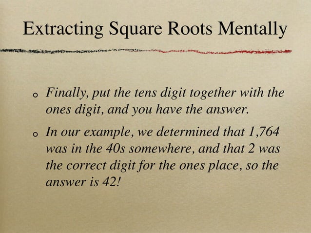 Extracting Square Roots Mentally | KEY | Science