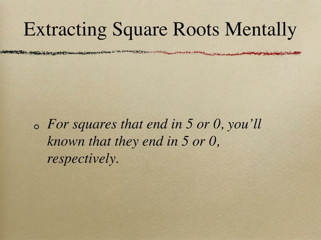 Extracting Square Roots Mentally | KEY | Science