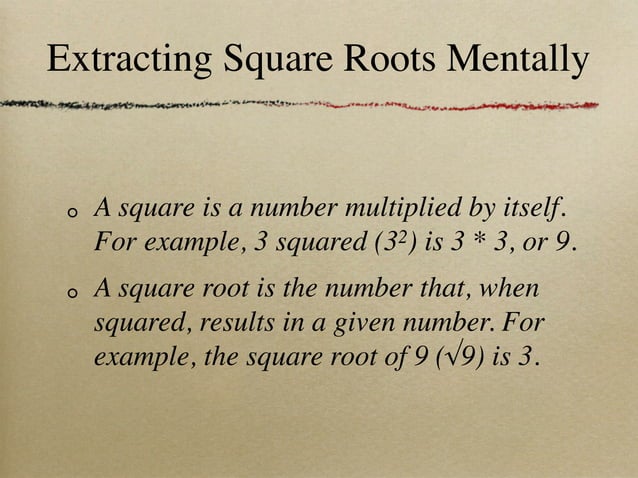 Extracting Square Roots Mentally | KEY | Science