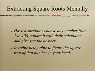 Extracting Square Roots Mentally | KEY | Science