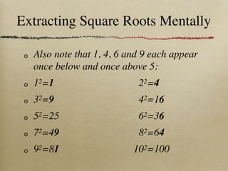 Extracting Square Roots Mentally | KEY | Science