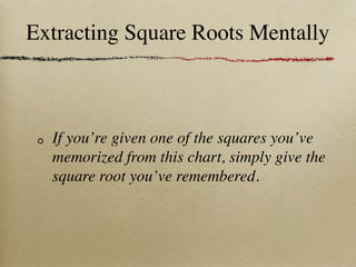 Extracting Square Roots Mentally | KEY | Science