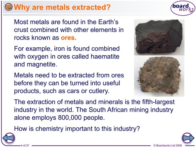 Extracting metals.ppt | Chemistry | Science