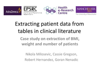 Extracting patient data from tables in clinical literature | PPT