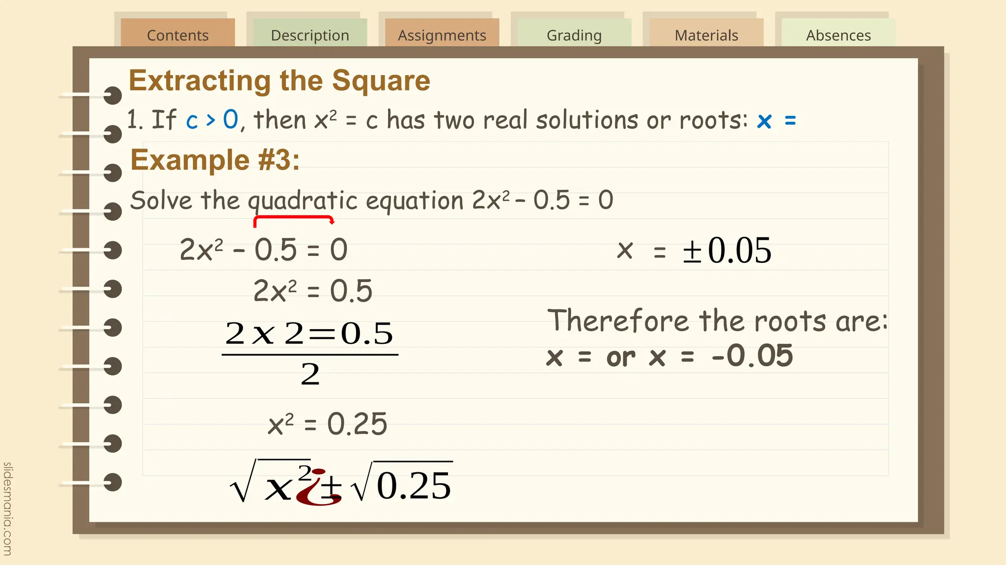 Solving Quadratic Equation By Extracting The Square Pptx