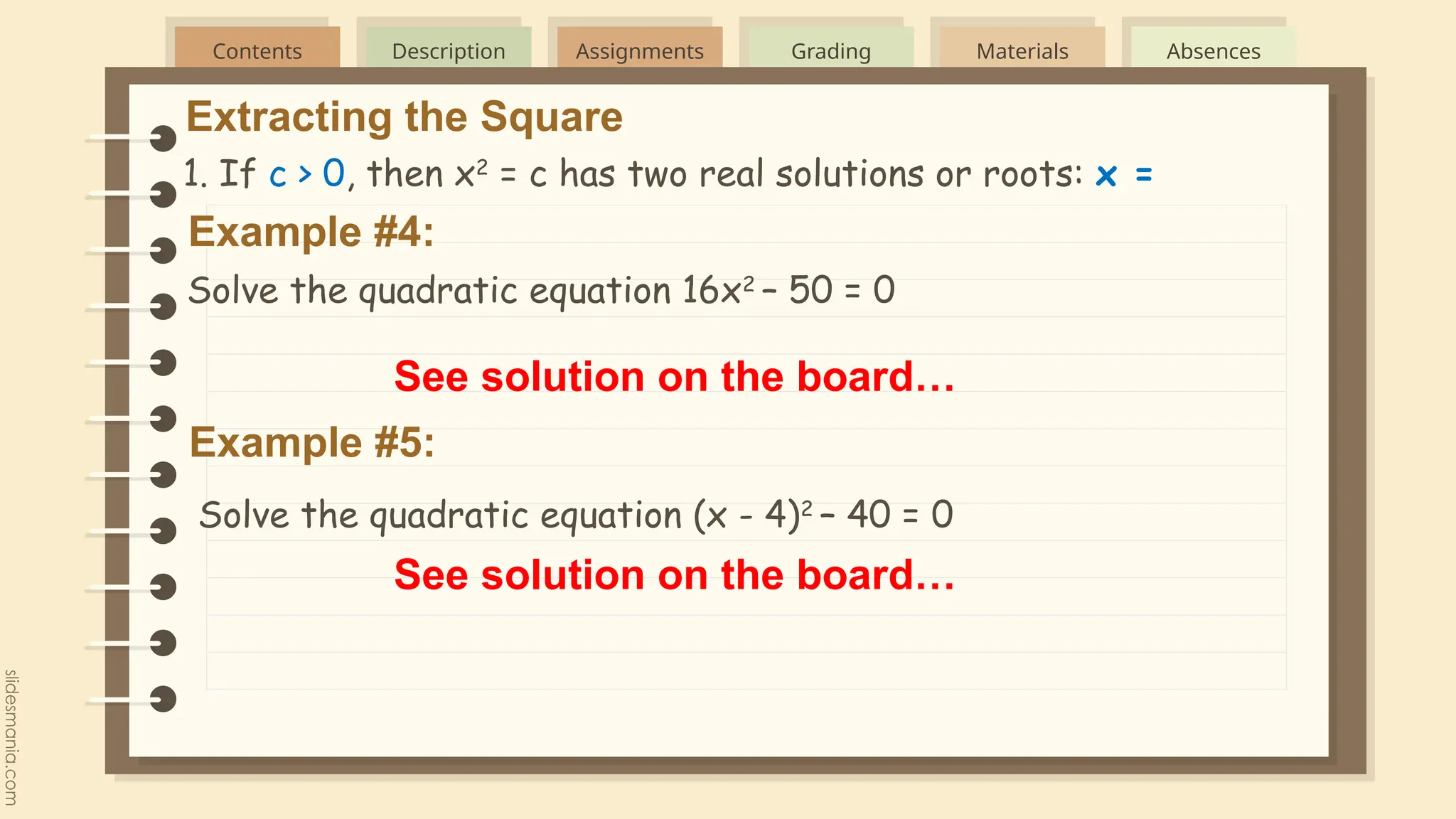 Solving quadratic equation by extracting the square.pptx | Physics ...