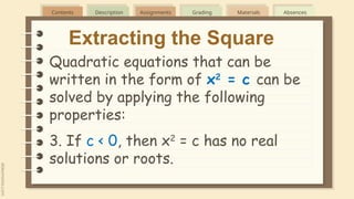 Solving quadratic equation by extracting the square.pptx | Physics ...