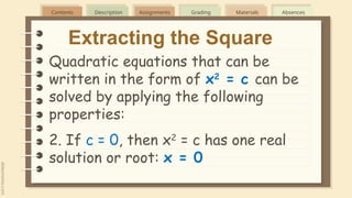 Solving quadratic equation by extracting the square.pptx | Physics ...