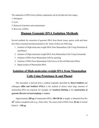 Human Genomic DNA Isolation Methods | PDF | Biological Sciences | Science