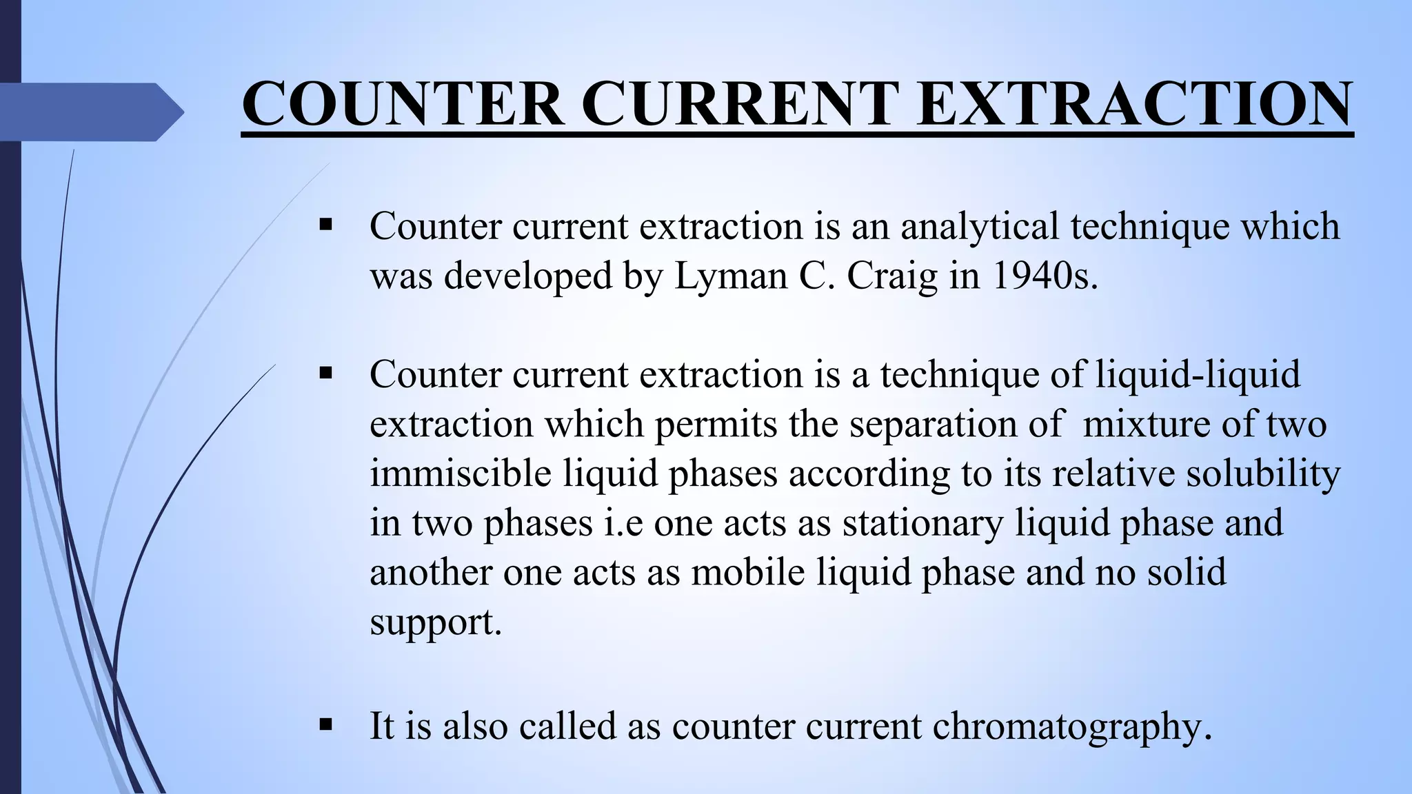 Counter current Extraction Solid phase extraction Gel filtration | PPTX