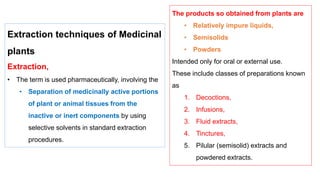 Extraction methods of crude drugs from different sources | PPTX