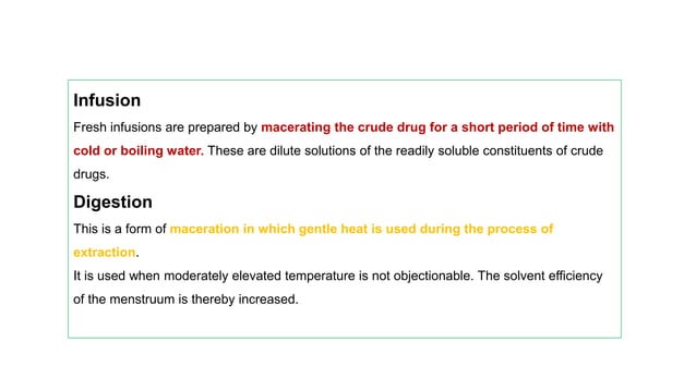 Extraction methods of crude drugs from different sources | PPTX