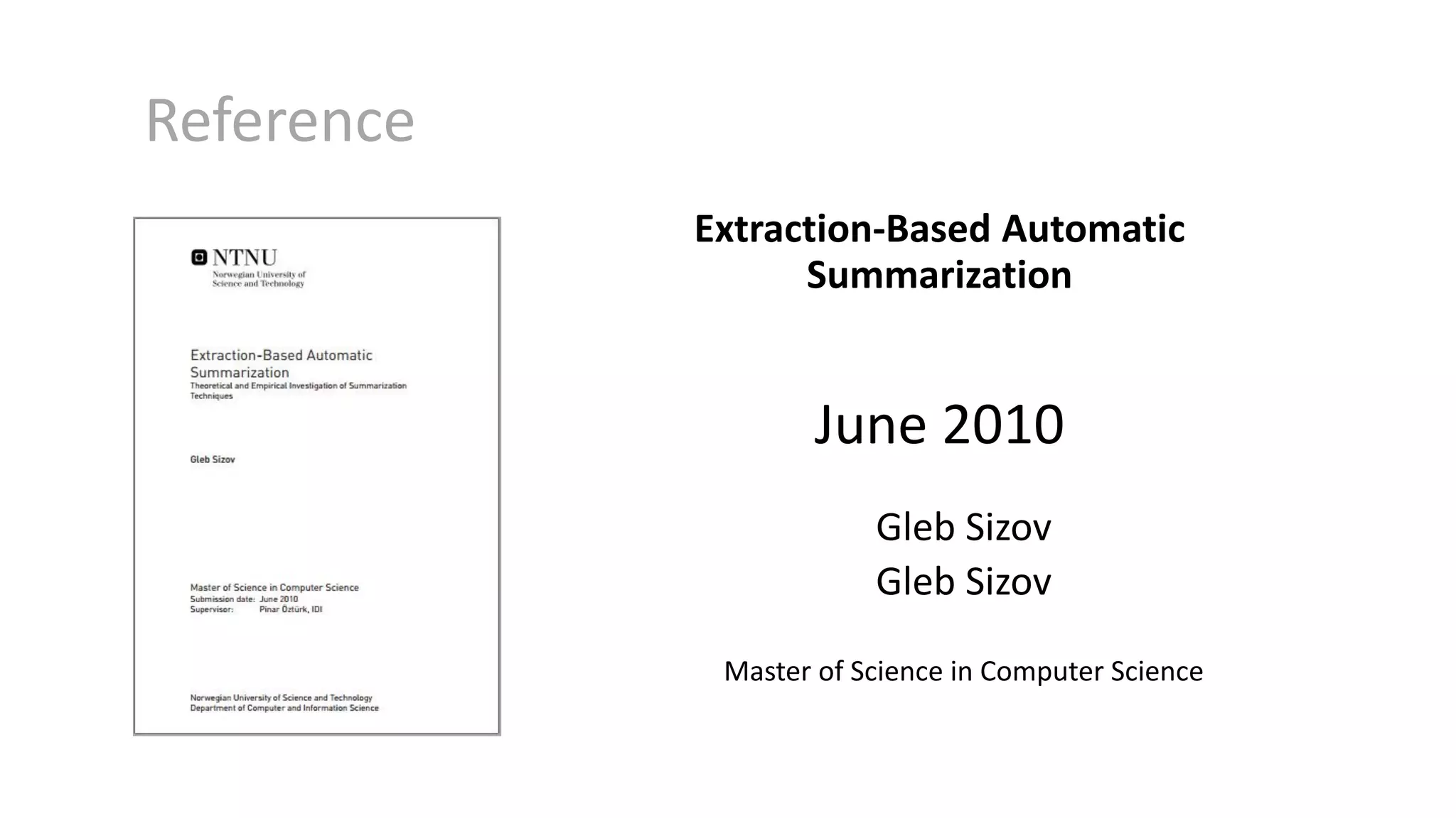 Extraction Based automatic summarization | PPT