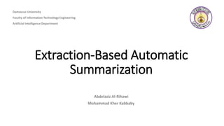 Extraction Based automatic summarization | PPT
