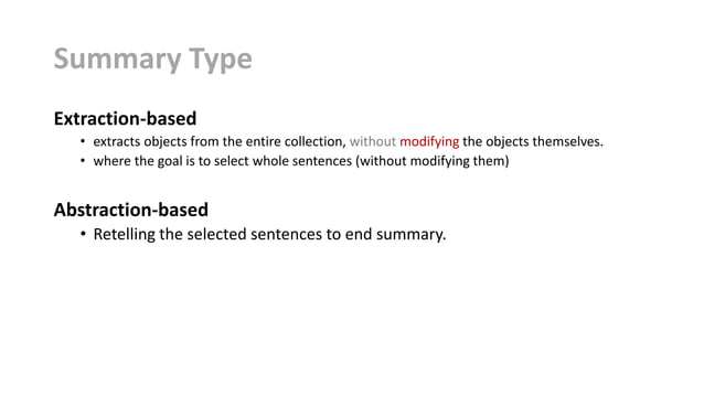 Extraction Based Automatic Summarization Ppt